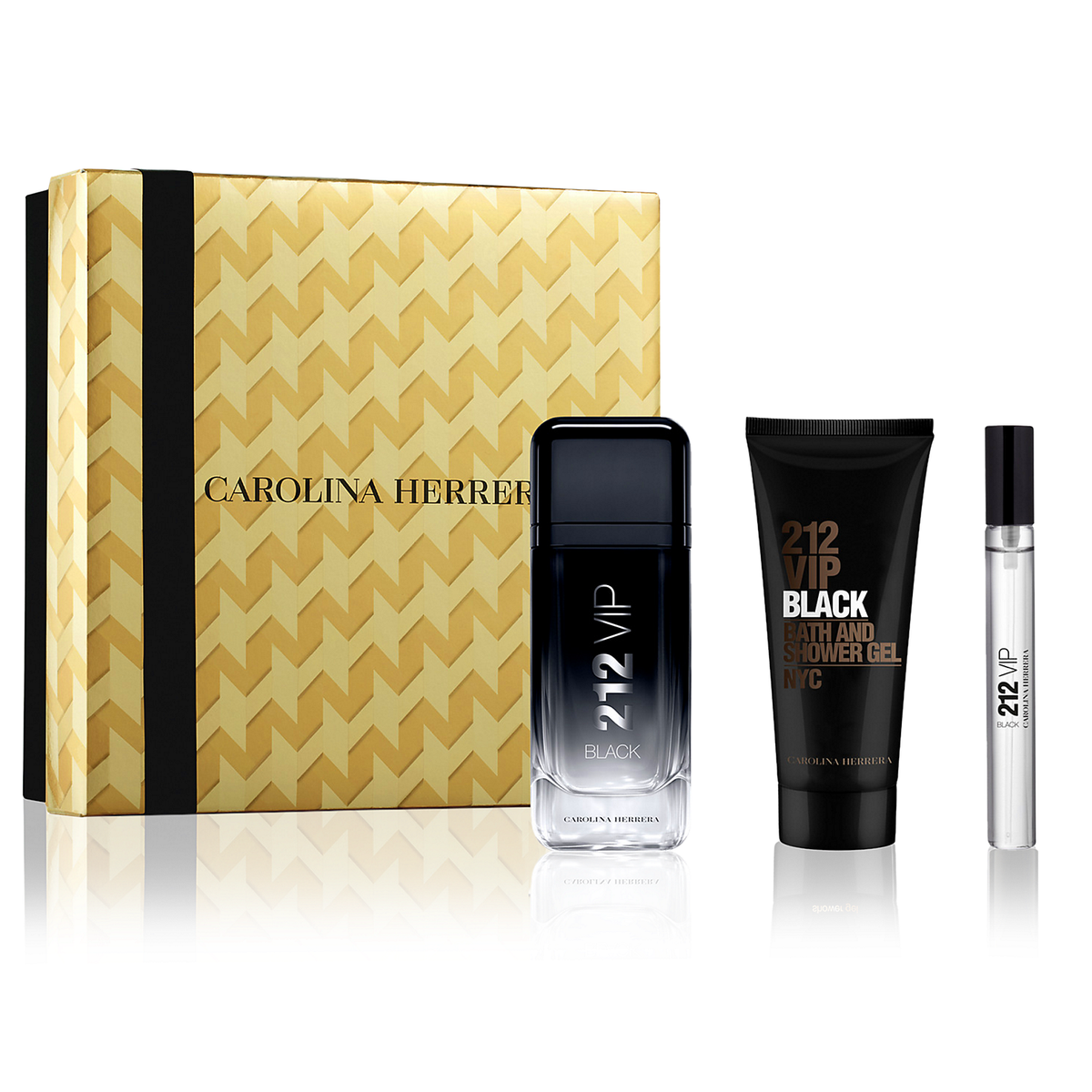 212 VIP Black by Carolina Herrera 100ml EDP 3pc Gift Set — Perfume NZ