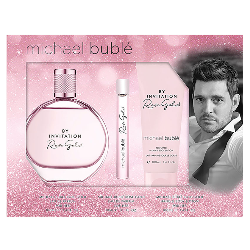 By Invitation Rose Gold by Michael Buble 100ml EDP 3pc Set — Perfume NZ