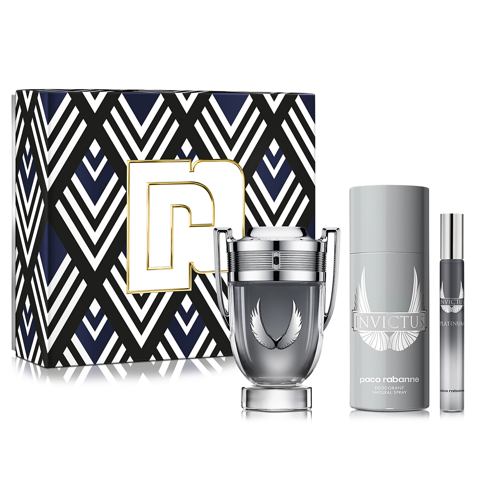Invictus Platinum by Paco Rabanne 100ml EDP 3 Piece Gift Set — Perfume NZ
