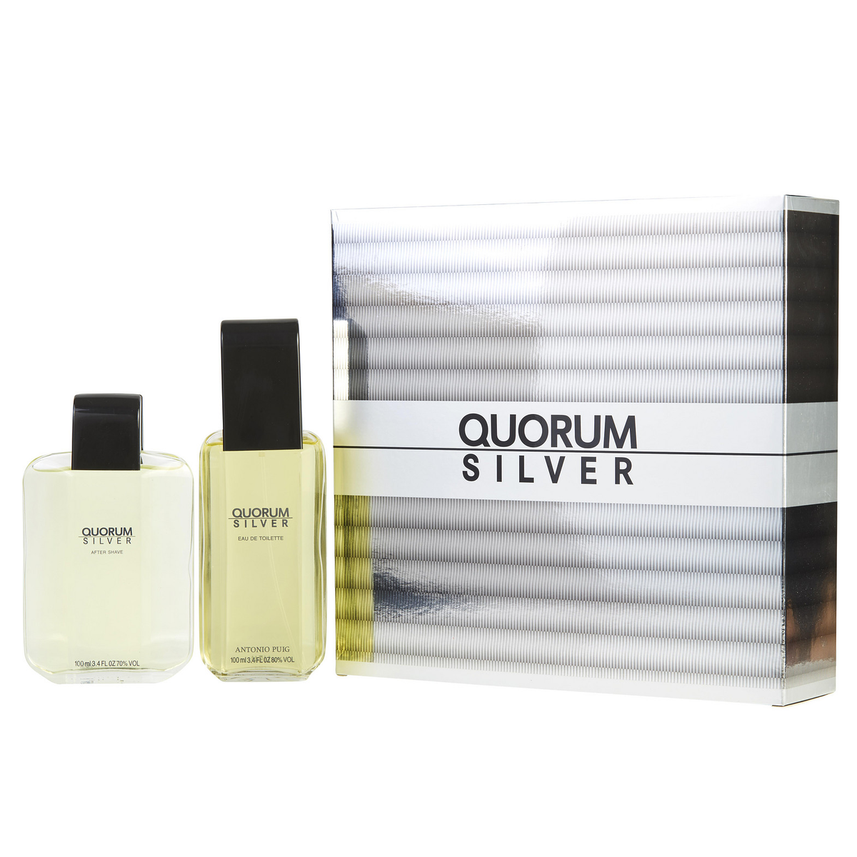 Quorum Silver by Antonio Puig 100ml EDT 2pc Gift Set — Perfume NZ