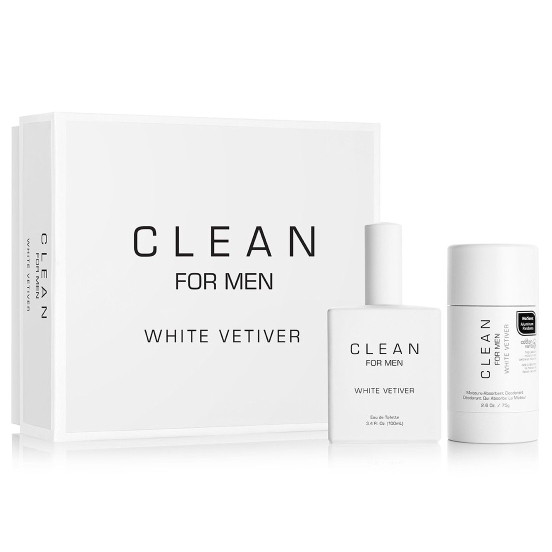 White Vetiver by Clean 100ml EDT 2 Piece Gift Set — Perfume NZ