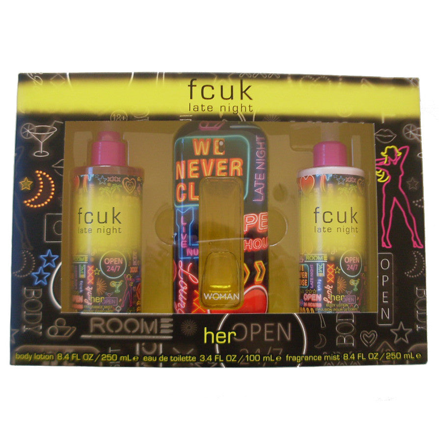 FCUK Late Night for Her 100ml EDT 3 Piece Gift Set — Perfume NZ